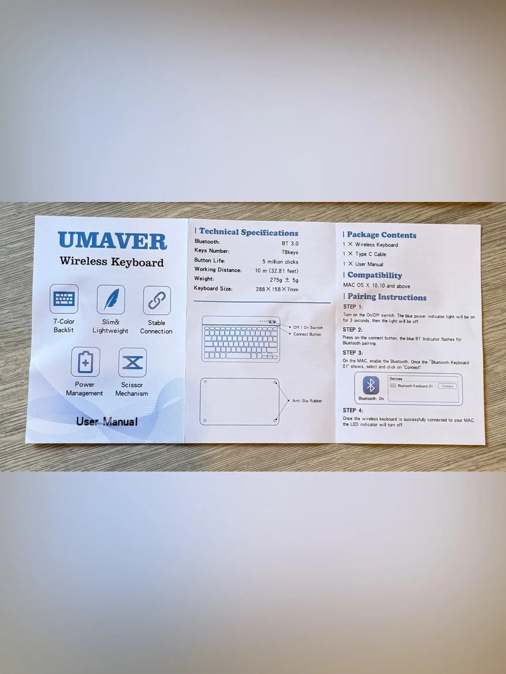 Umaver | Office | 7 Color Backlit Mac Keyboard Ultra Slim Bluetooth ...